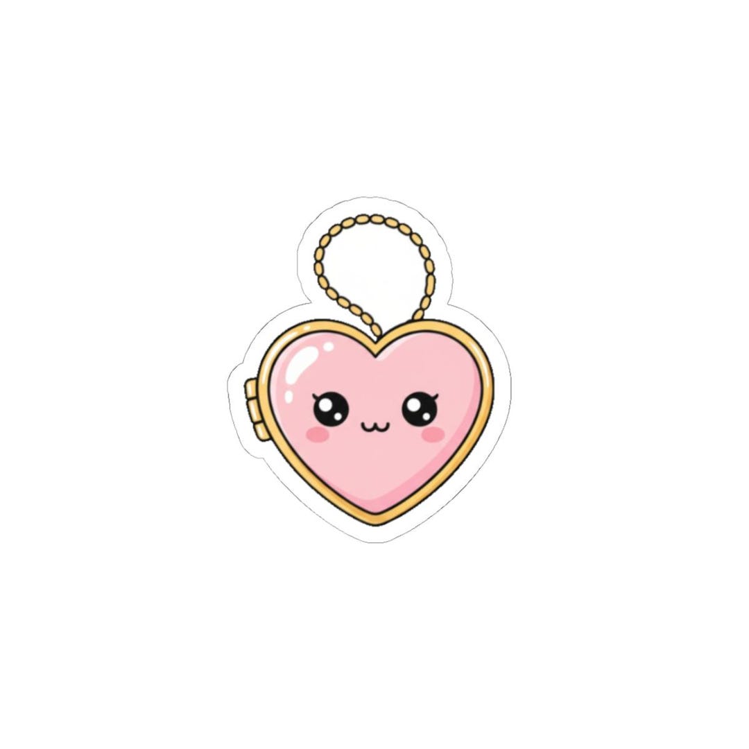 Kawaii Heart Locket Sticker | Cute Pink Charm Kiss-cut Sticker - Etsy