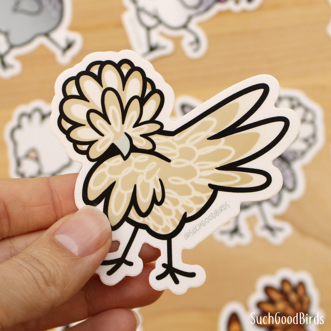 Buff Laced Preening Wing Polish Chicken 3" Vinyl Sticker - Bird ...