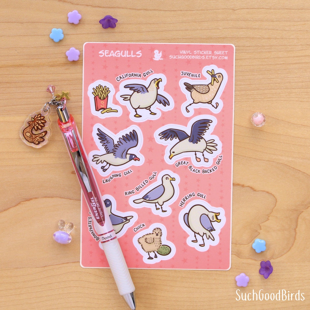 Seagulls VINYL Stickers - 4" X 6" Sticker Sheet - Waterproof Stickers ...