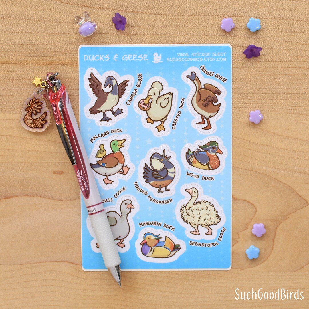 Ducks & Geese VINYL Stickers - 4" X 6" Sticker Sheet - Waterproof ...
