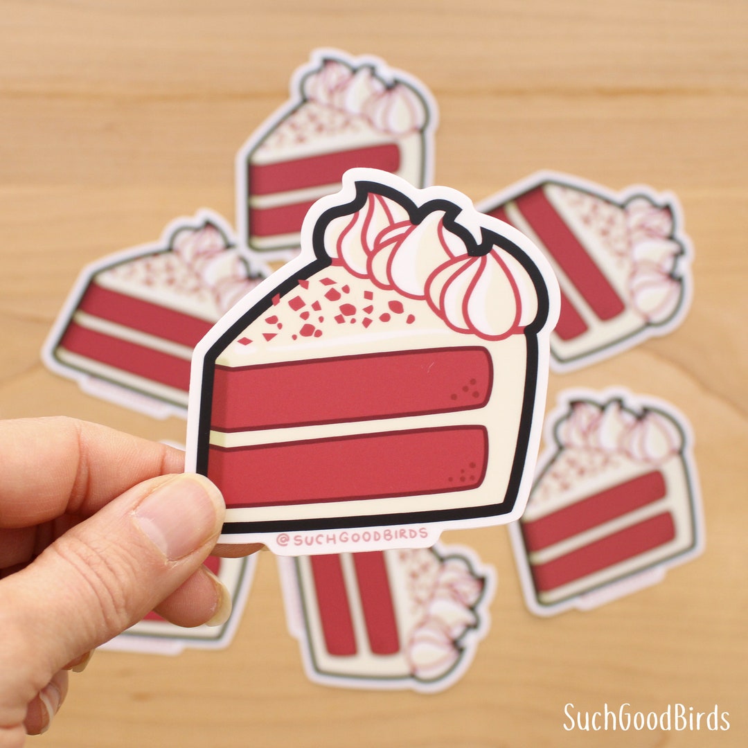 Red Velvet Cake 3" Vinyl Sticker - Cute Cake Sticker, Sweet Dessert ...