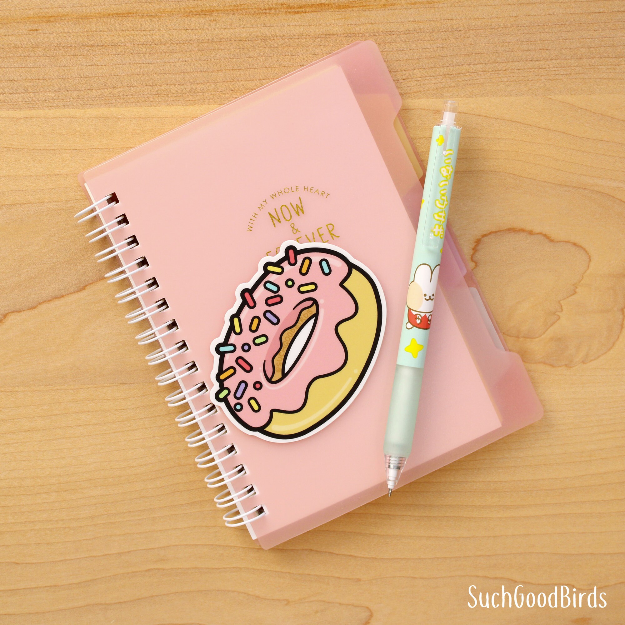 Pink Donut 3" Vinyl Sticker - Cute Donut Sticker, Sweet Dessert ...