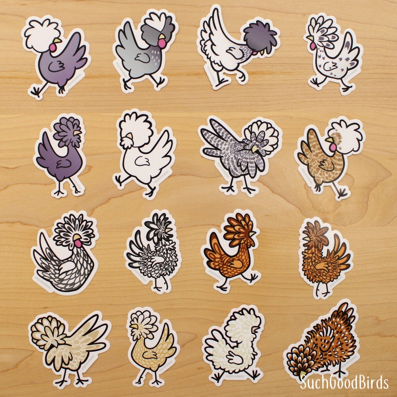 Silkie Chicken - "silkie Smooth" White Hen - 3" Vinyl Sticker - Bird ...