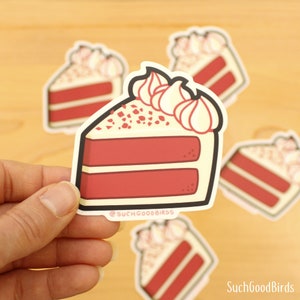 Red Velvet Cake 3" Vinyl Sticker - Cute Cake Sticker, Sweet Dessert ...