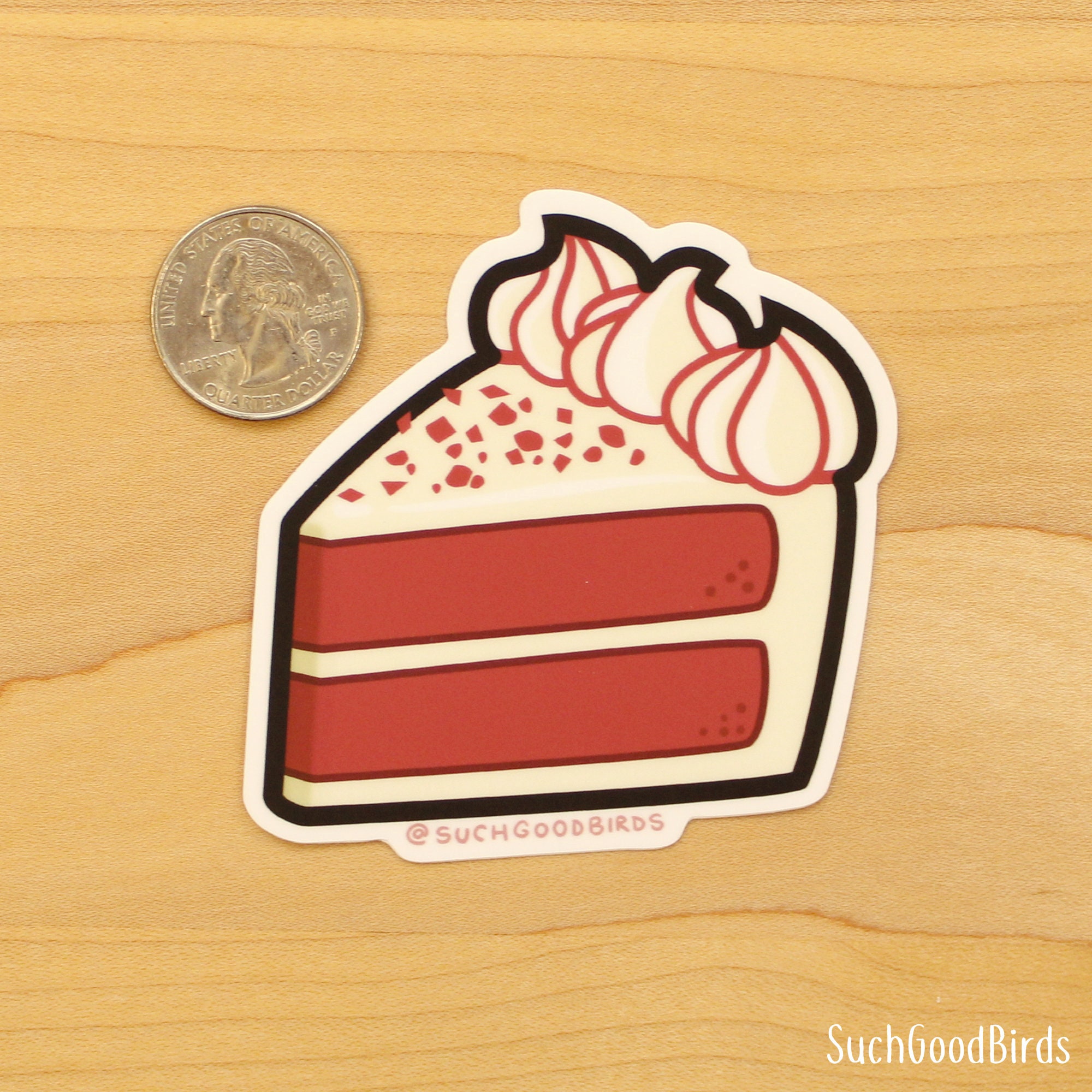Red Velvet Cake 3" Vinyl Sticker - Cute Cake Sticker, Sweet Dessert ...