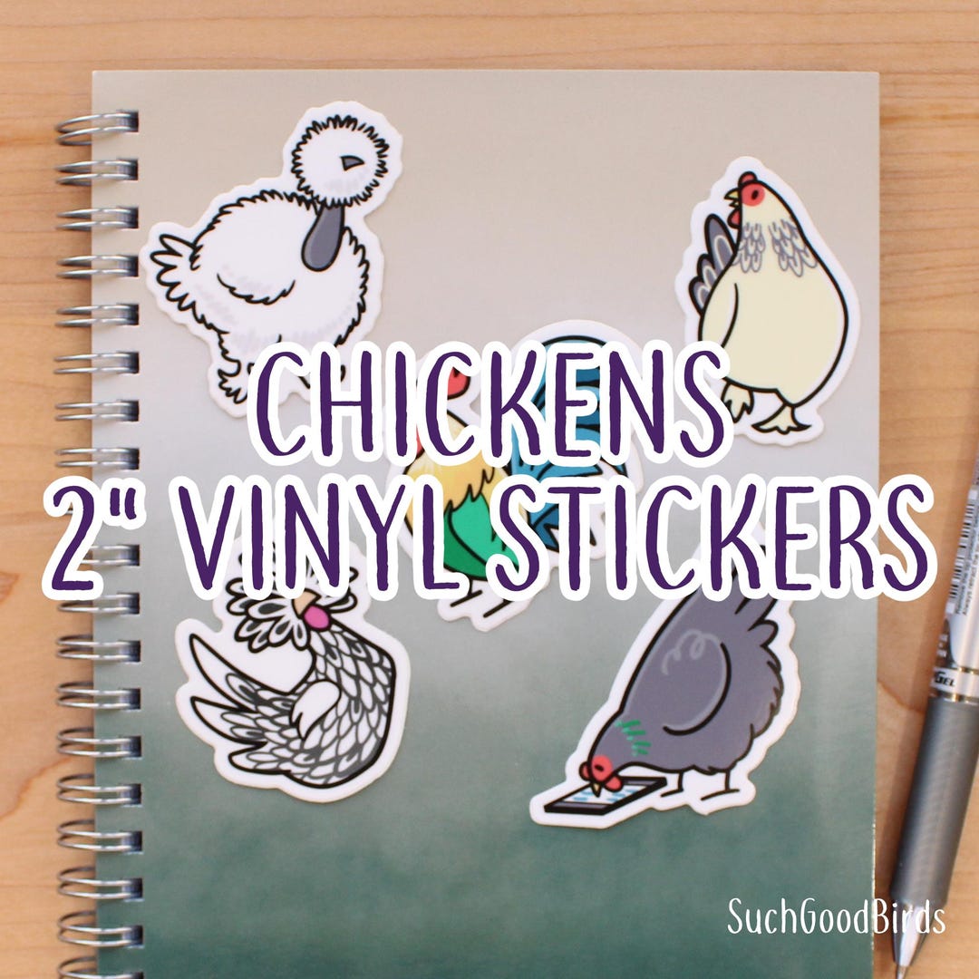 Chickens 2" Stickers - Choose 5 Designs - Waterproof 2" Vinyl Stickers ...