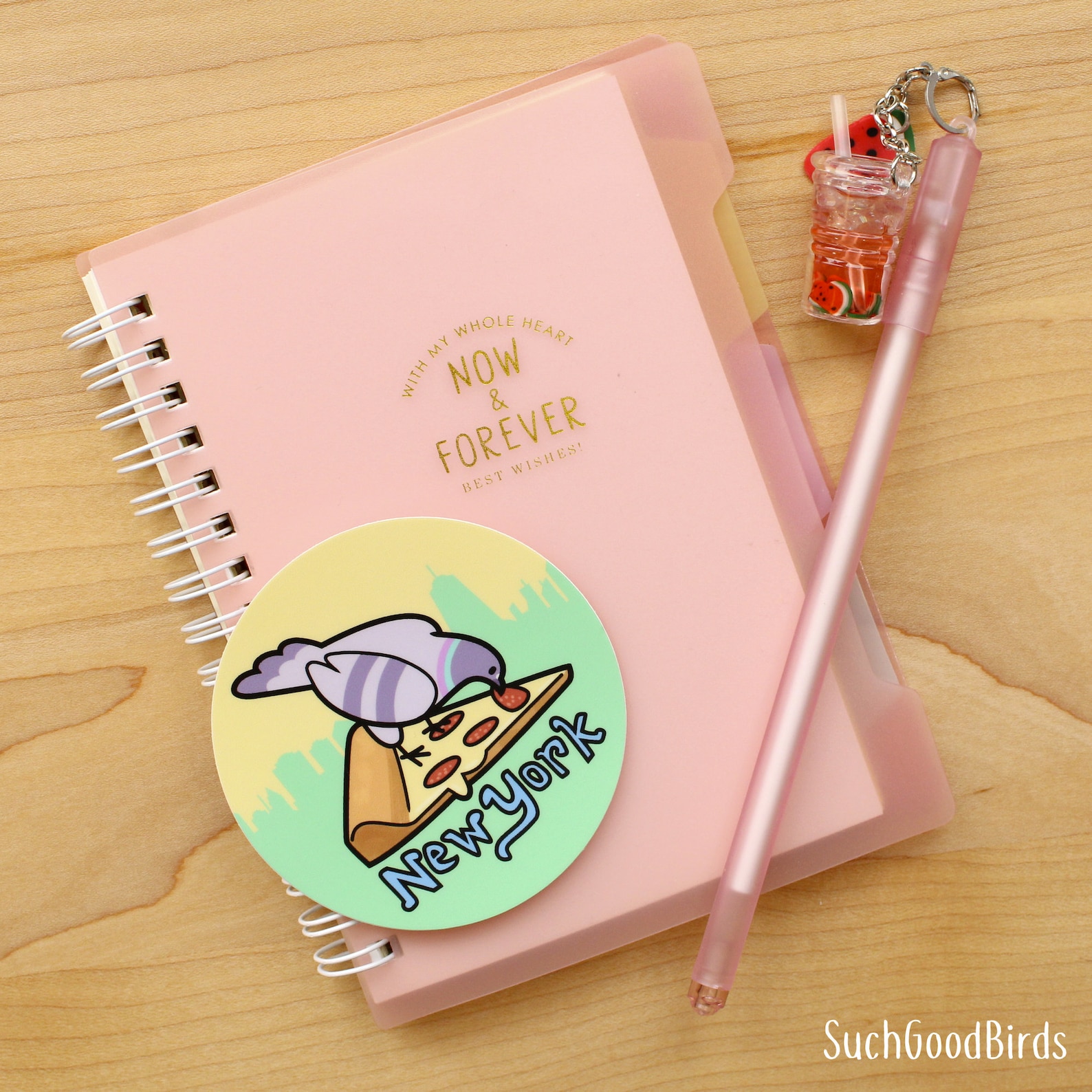 NYC Pigeons Pizza 3" Circle Vinyl Sticker - Cute Bird Sticker, Kawaii ...