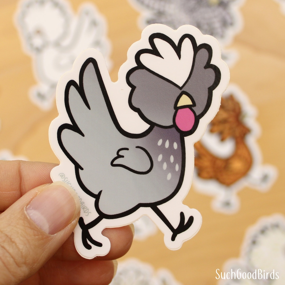 Lavender Blue Polish Chicken 3" Vinyl Sticker - Bird Stickers ...