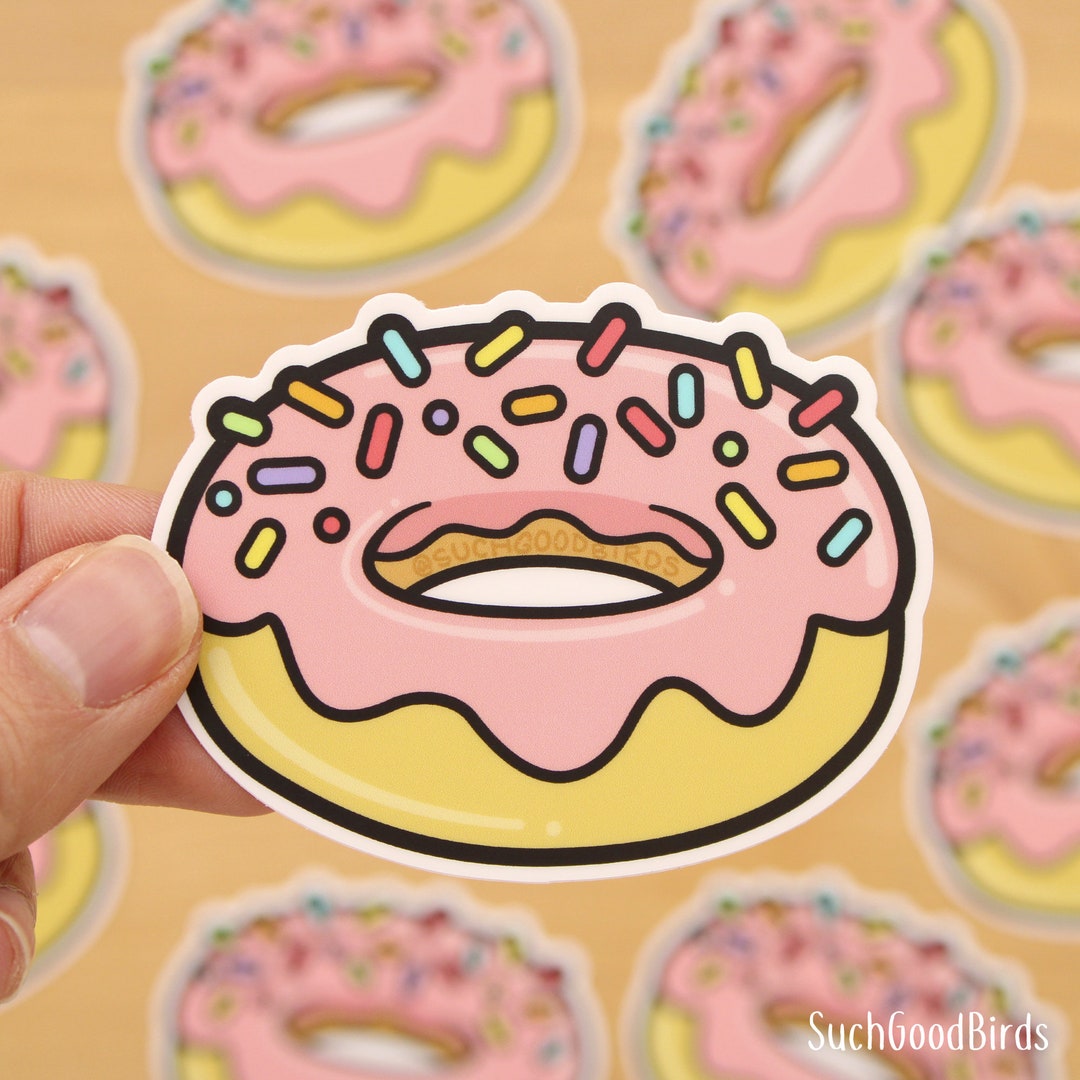 Pink Donut 3" Vinyl Sticker - Cute Donut Sticker, Sweet Dessert ...