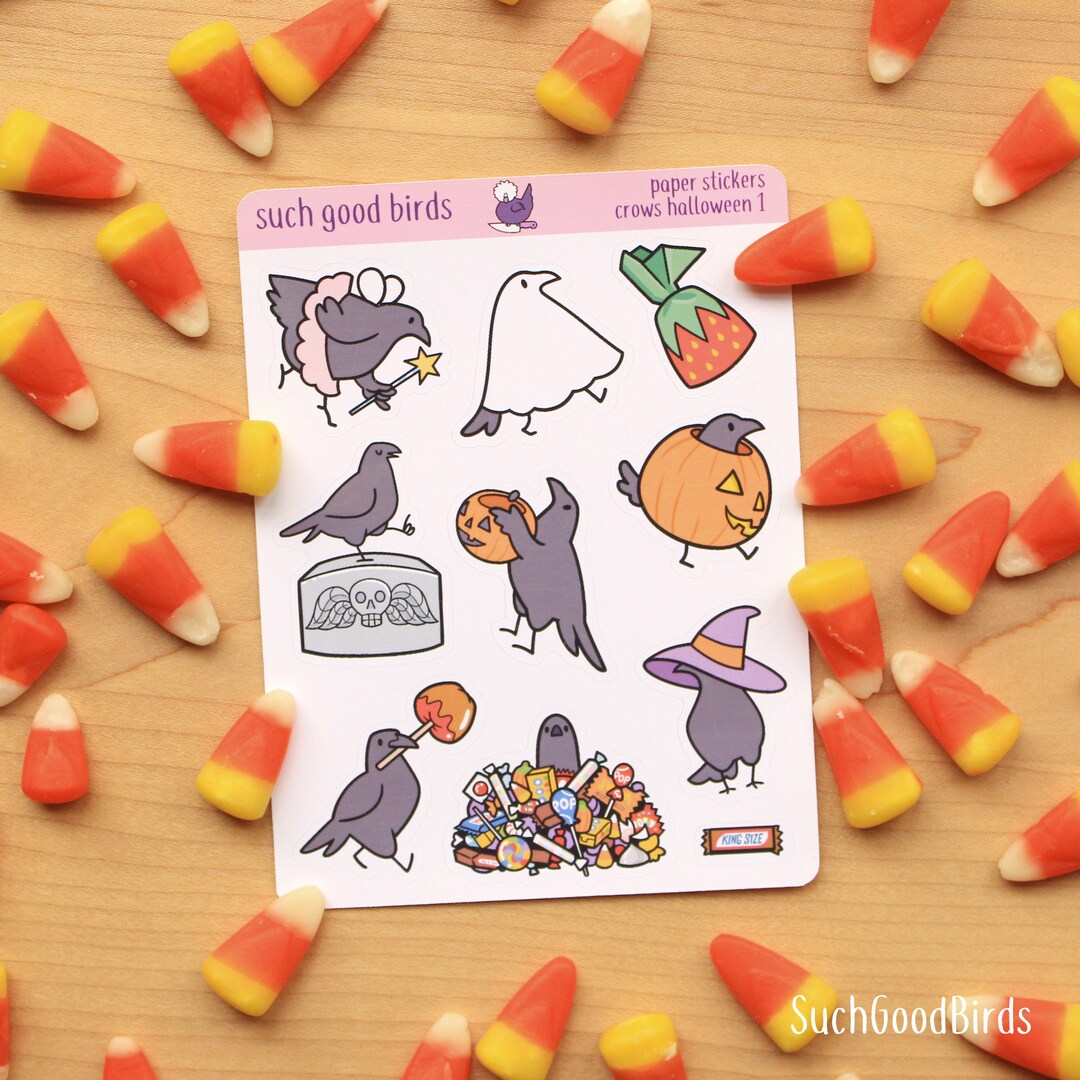 Halloween Crows PAPER Stickers - 3.75" X 4.75" Sticker Sheet - Planner ...