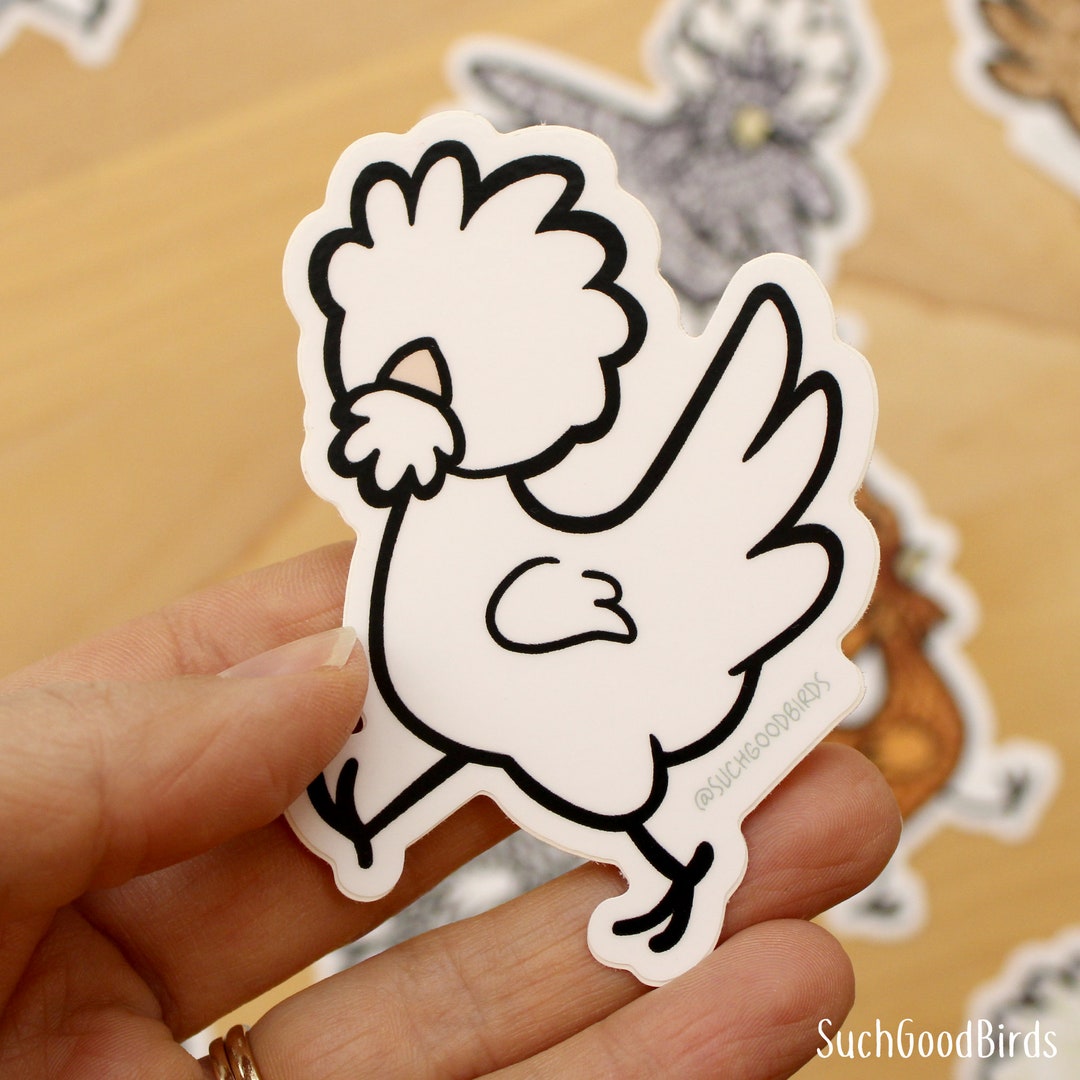White Polish Chicken 3" Vinyl Sticker - Bird Stickers Waterproof Vinyl ...