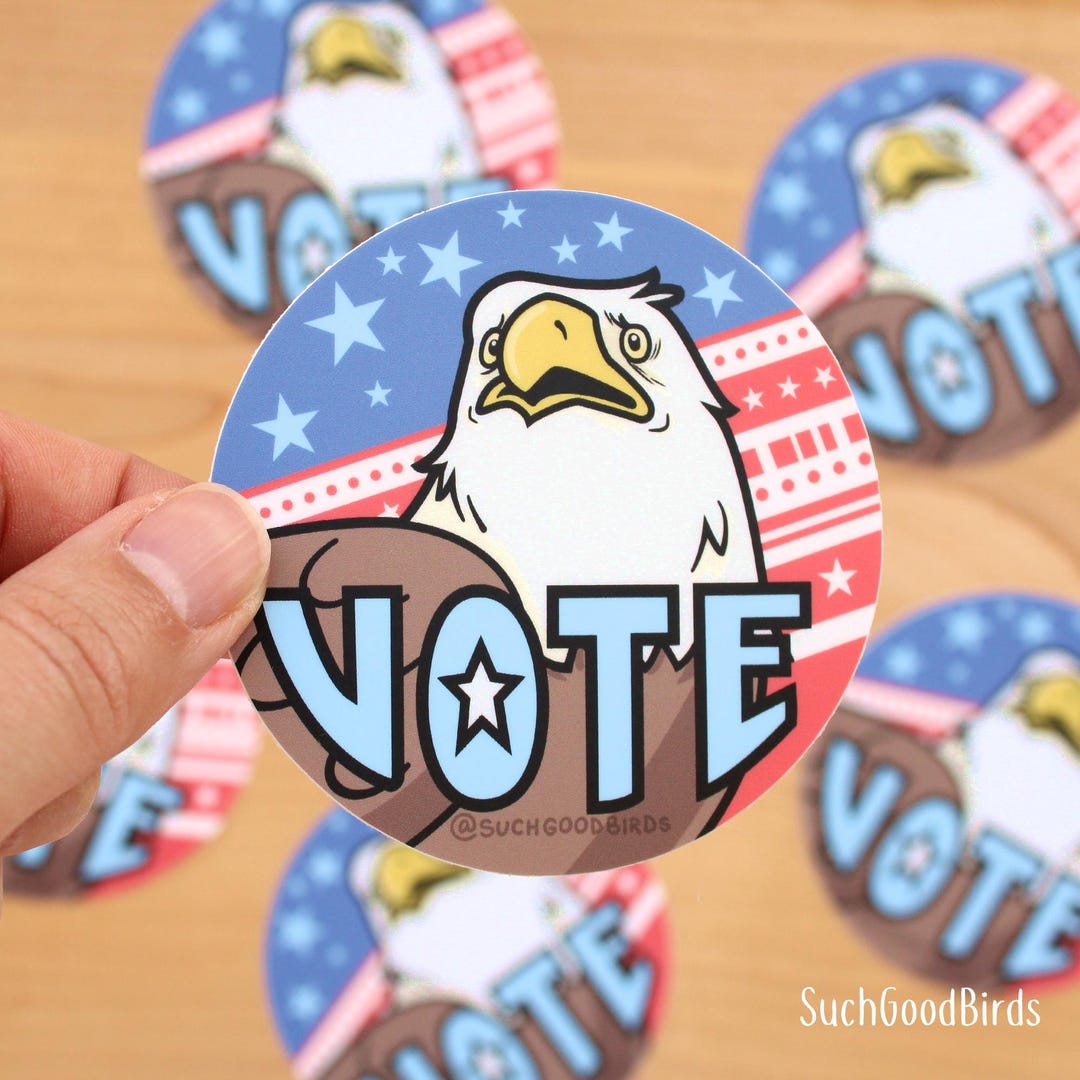 VOTE Bald Eagle - 3" Vinyl Sticker - Cute Birds Sticker, Eagle Meme, US ...
