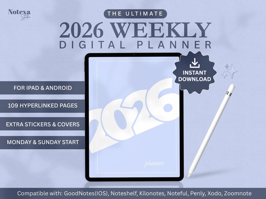 2026 Digital Weekly Planner | Hyperlinked iPad Planner | Goodnotes ...