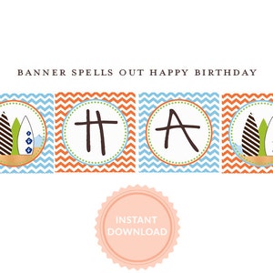 INSTANT DOWNLOAD, Chevron Surfer Collection: Printable Happy Birthday ...