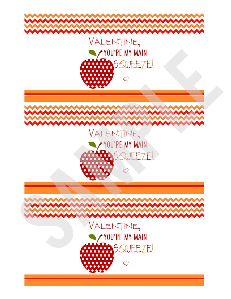INSTANT DOWNLOAD VALENTINE, Main Squeeze Applesauce Labels, Not ...