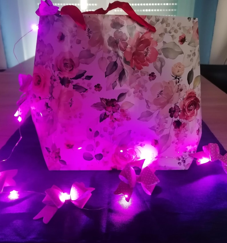 Bows Gift 6 Pink Paper Bows String Lights - Etsy