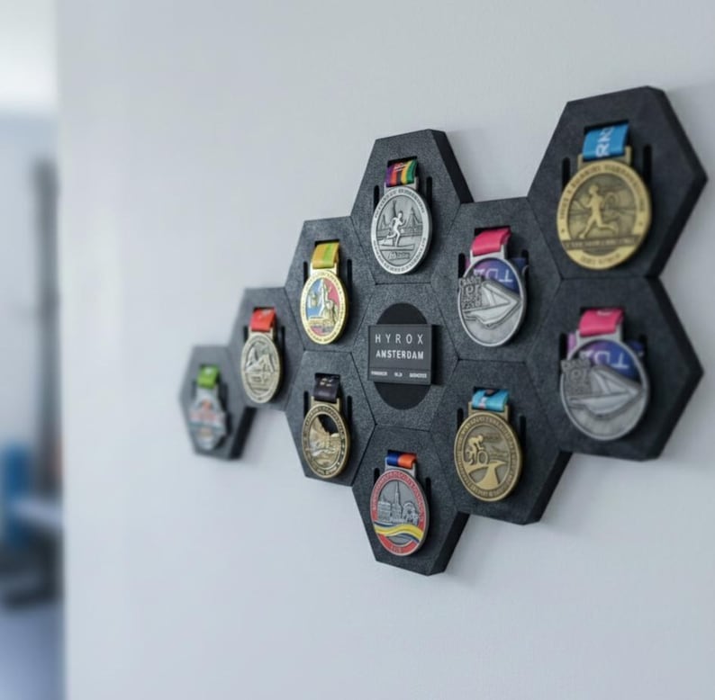 Modular Hexagon Medal Hanger | Honeycomb Sports Display| Printed Holder ...