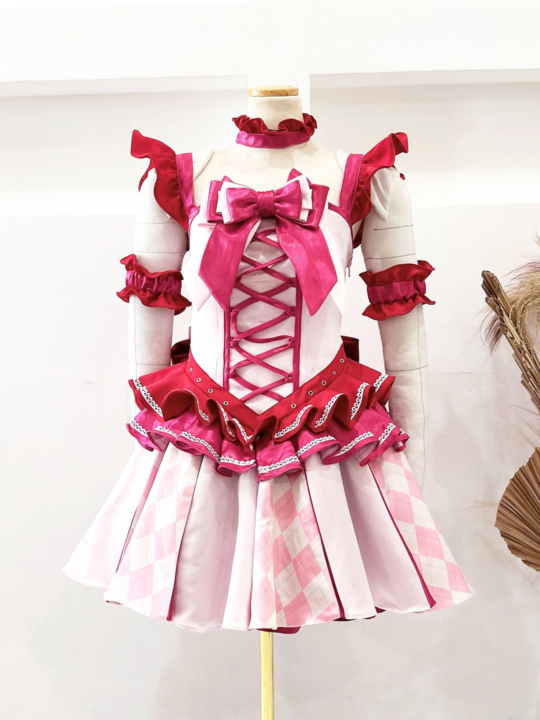 Kawaii Idol Lolita Dress, Pink Argyle Jpop Idol Costume - Etsy