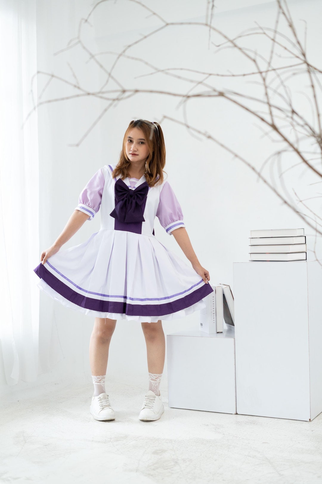 Sailor Fuku Cosplay: Kawaii Japanese School Uniform With Purple Pleated ...