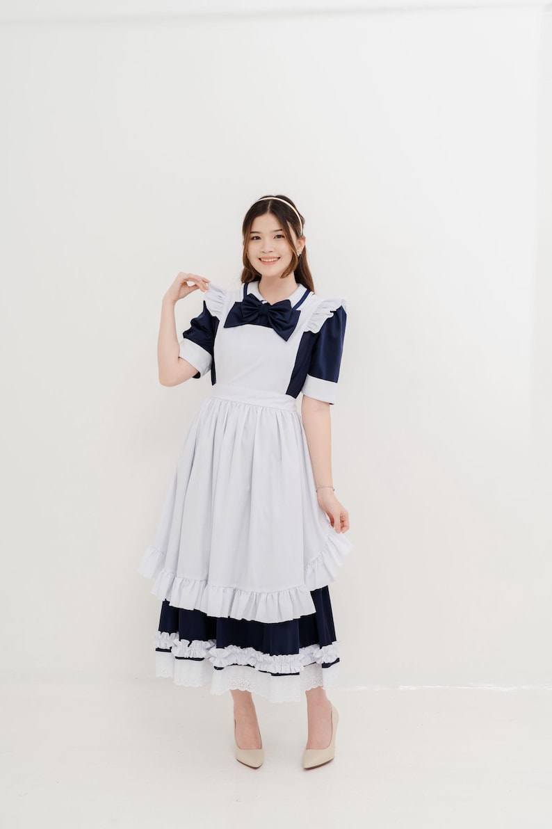 Long Classic Maid Dress: Victorian Style Costume With Frilly Apron - Etsy