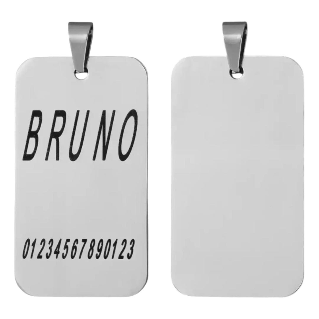 XL Rectangle Dog ID Tags, Set of 2, Silver Stainless Steel, Deep Laser ...