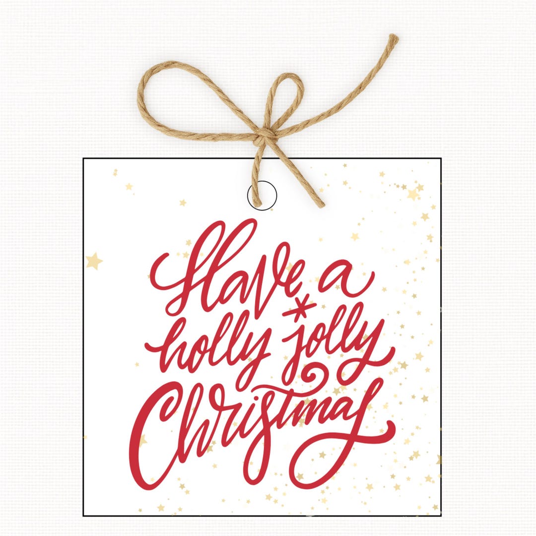 Holly Jolly Christmas Gift Tags, Script Christmas Tags, Holiday Favor ...