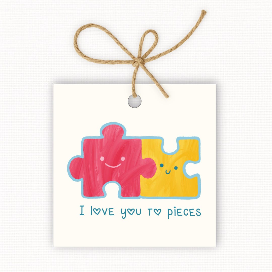 I Love You to Pieces Valentine Gift Tag Printable, Puzzle Valentine ...