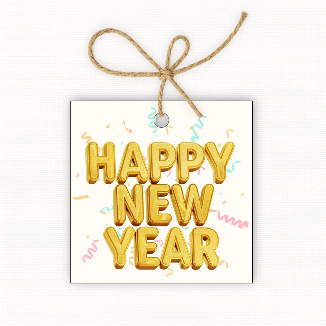 Happy New Year Gift Tags Printable, New Years Eve Tags, NYE Gift Tags ...
