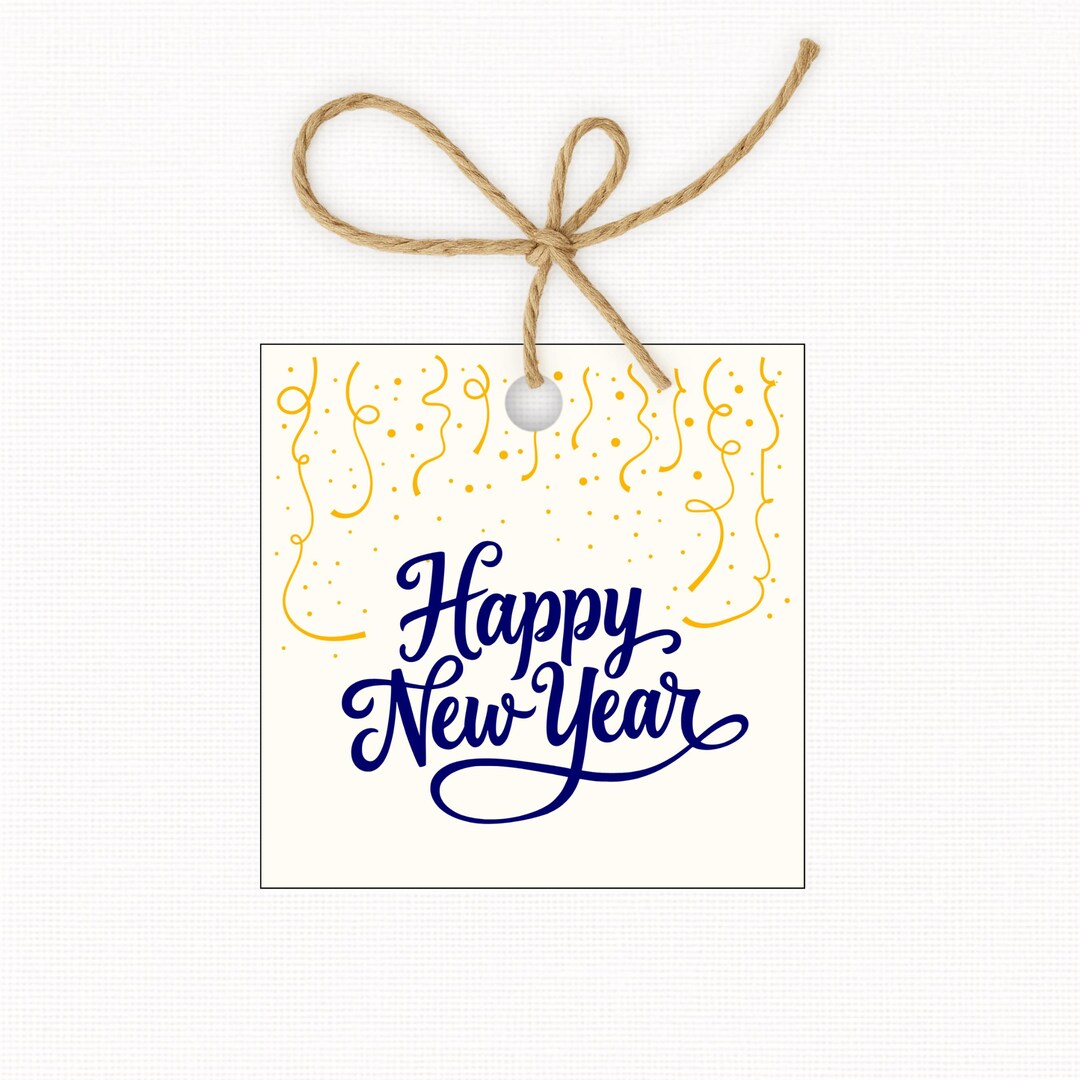 Happy New Year Gift Tags Printable, New Year Celebration Tags, NYE Gift ...