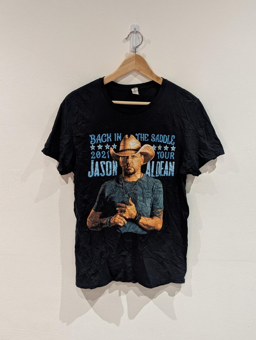 Vintage Style Jason Aldean Back in the Saddle Tour T Shirt Size Medium ...