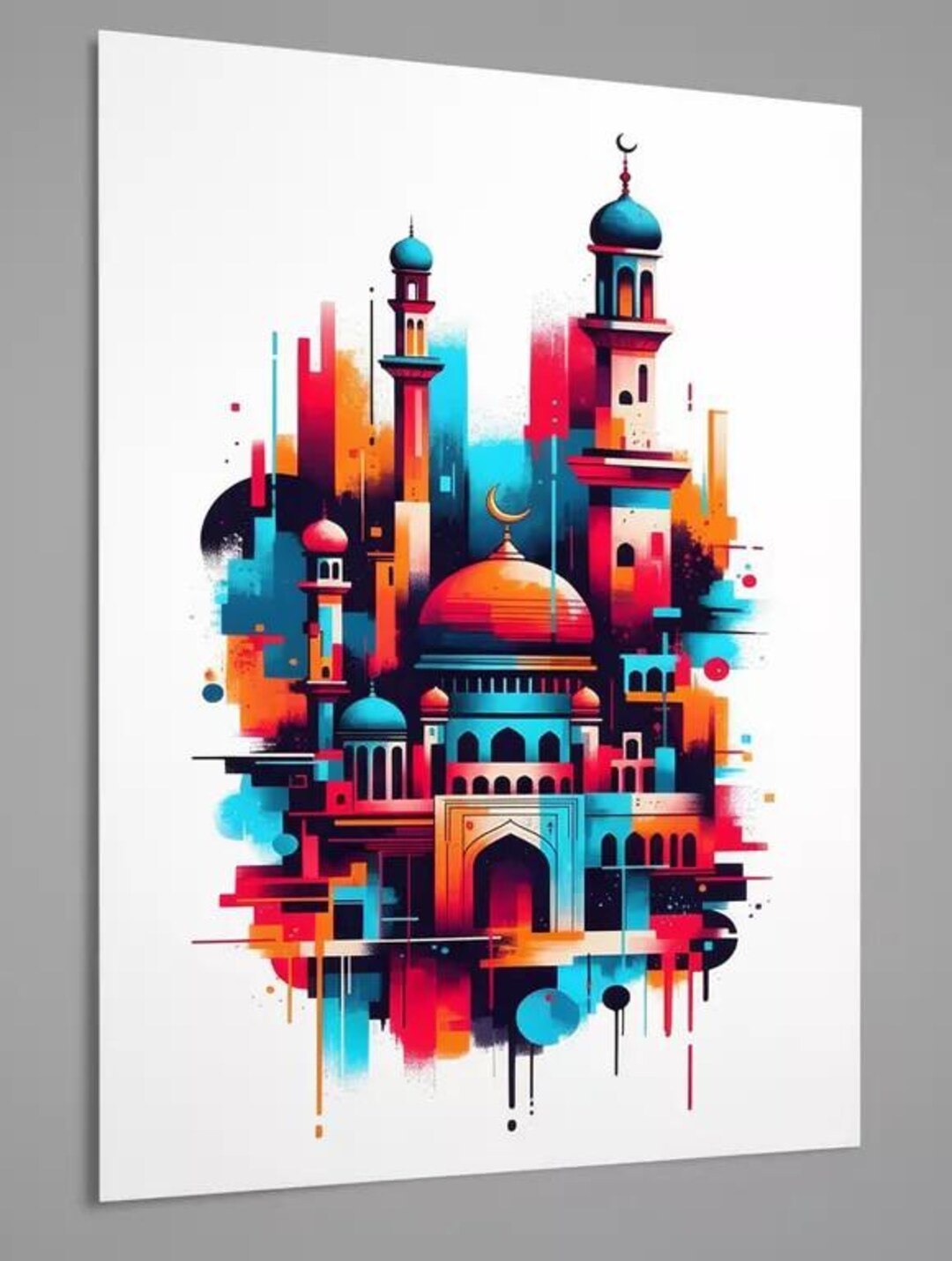 Urban Spirit: Modern Graffiti Style Mosque Art Poster, Wall Art, Home ...