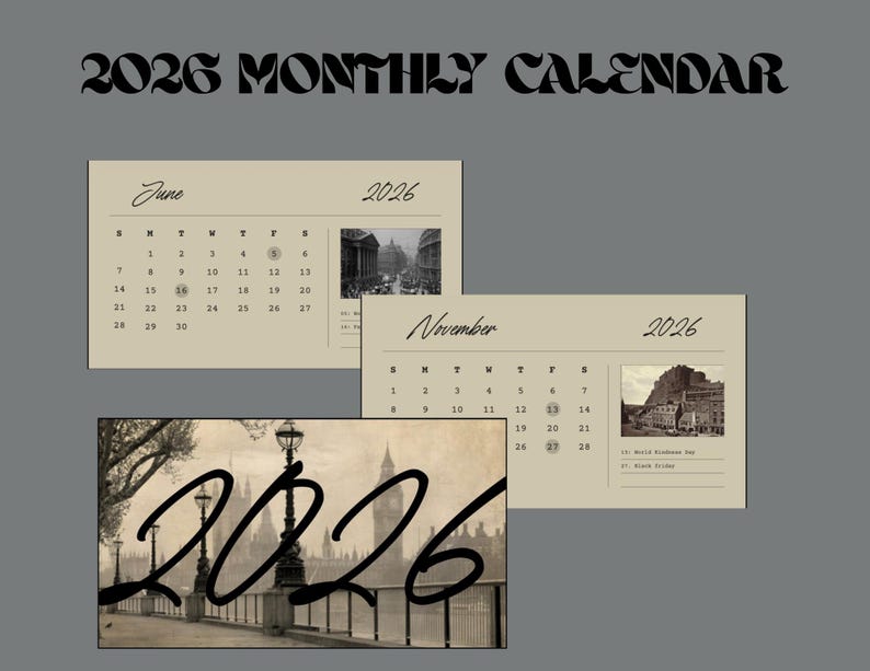 2026 Printable Minimalist Calendar | A4 & Letter | Instant Download - Etsy