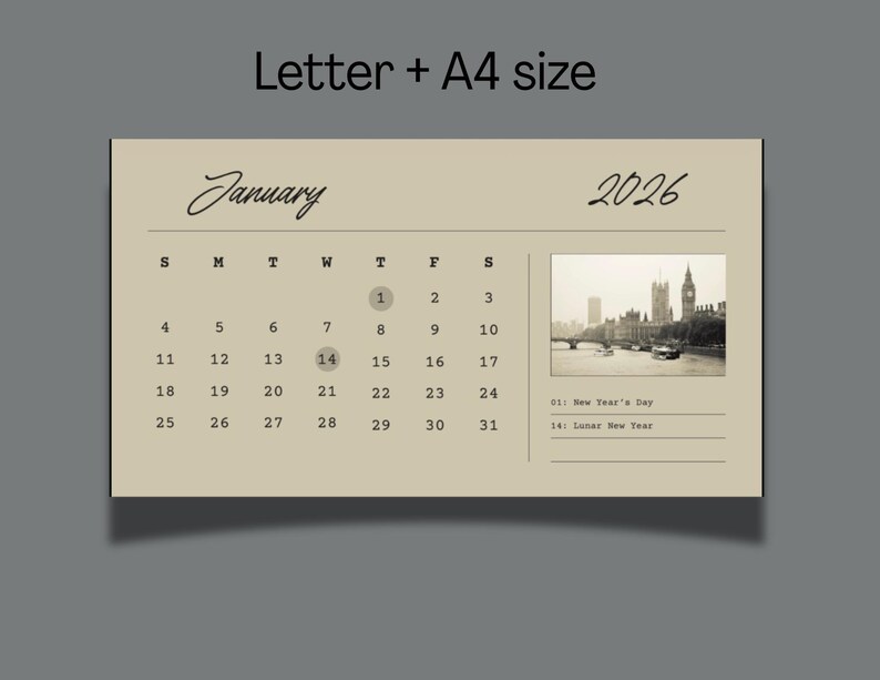 2026 Printable Minimalist Calendar | A4 & Letter | Instant Download - Etsy