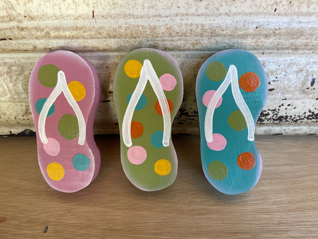 Wooden Flip Flops Tiered Tray Decor Set, Summer Dough Bowl Filler and ...