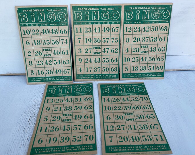 Vintage Bingo Cards, Green Bingo Cards Paper Ephemera, Junk Journal ...
