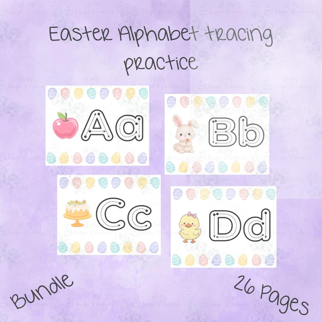 Easter Alphabet Tracing and Handwriting Practice for Children Learning ...
