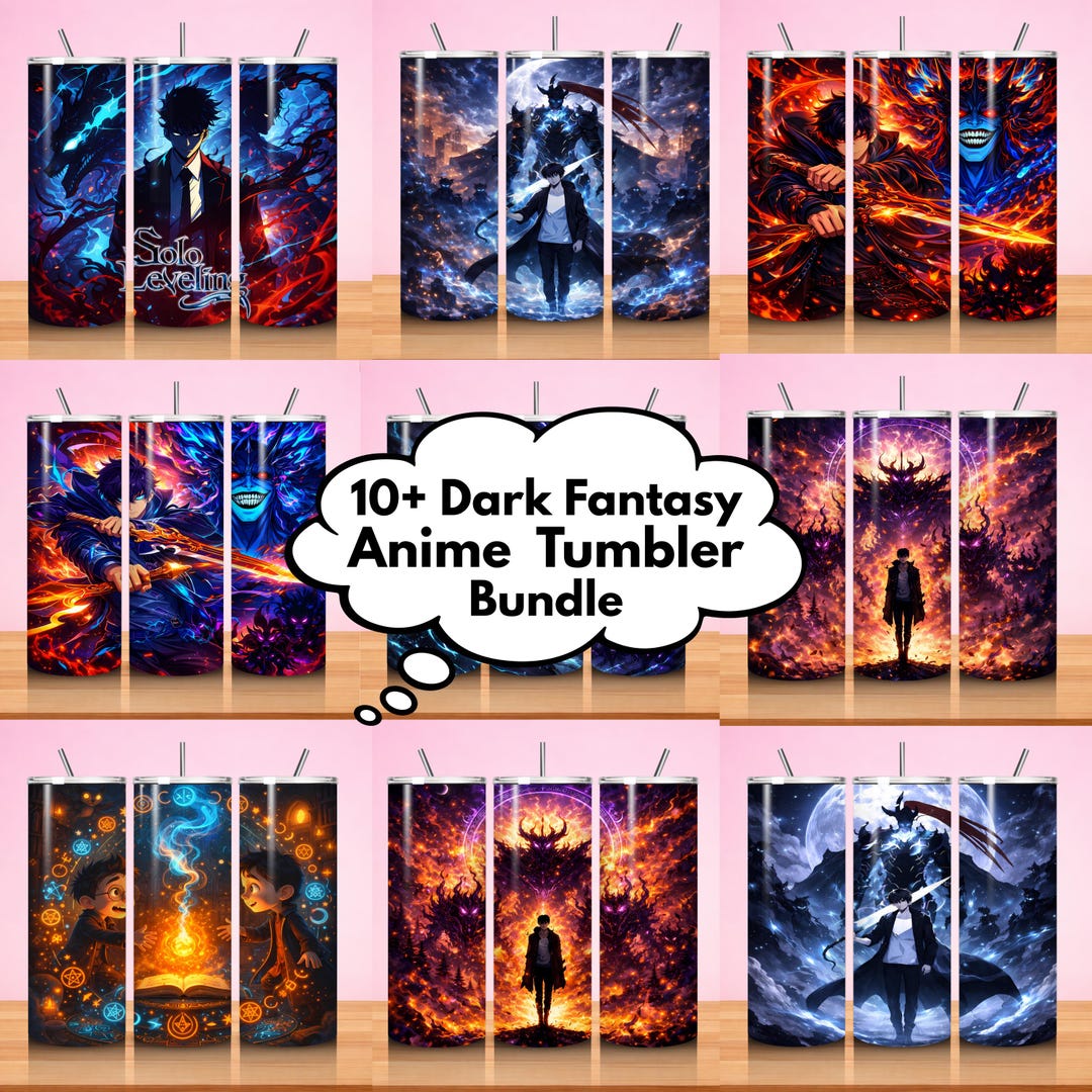Shadow Monarch Solo Hero 20oz Tumbler Wrap PNG Dark Fantasy Demon Art ...