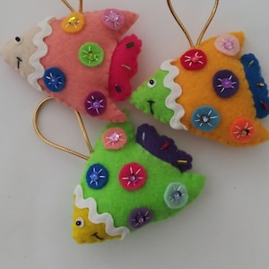 Set of 3 Handmade Felt and Sequin FISH Ornaments 3 1/2 X 2 1/2" - Etsy