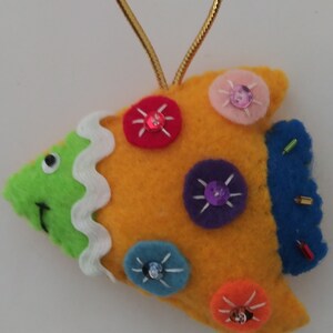 Set of 3 Handmade Felt and Sequin FISH Ornaments 3 1/2 X 2 1/2" - Etsy