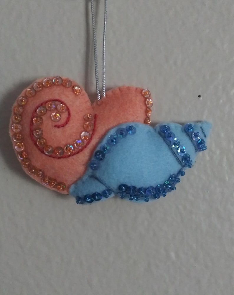 Handmade Bucilla Felt and Sequin SHELLS Ornament 4 1/2"x 3" - Etsy
