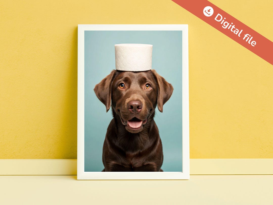 Funny Brown Labrador Wall Art • Dog Bathroom Decor • Pet Spa Print ...