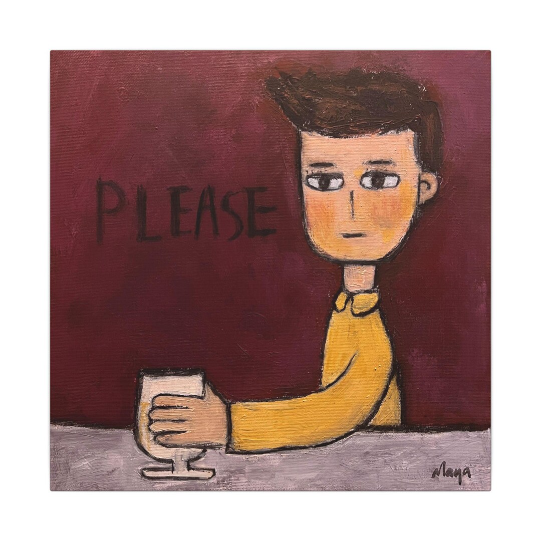 Please Boy Illustration Canvas | Matte Stretched Wall Art - Etsy