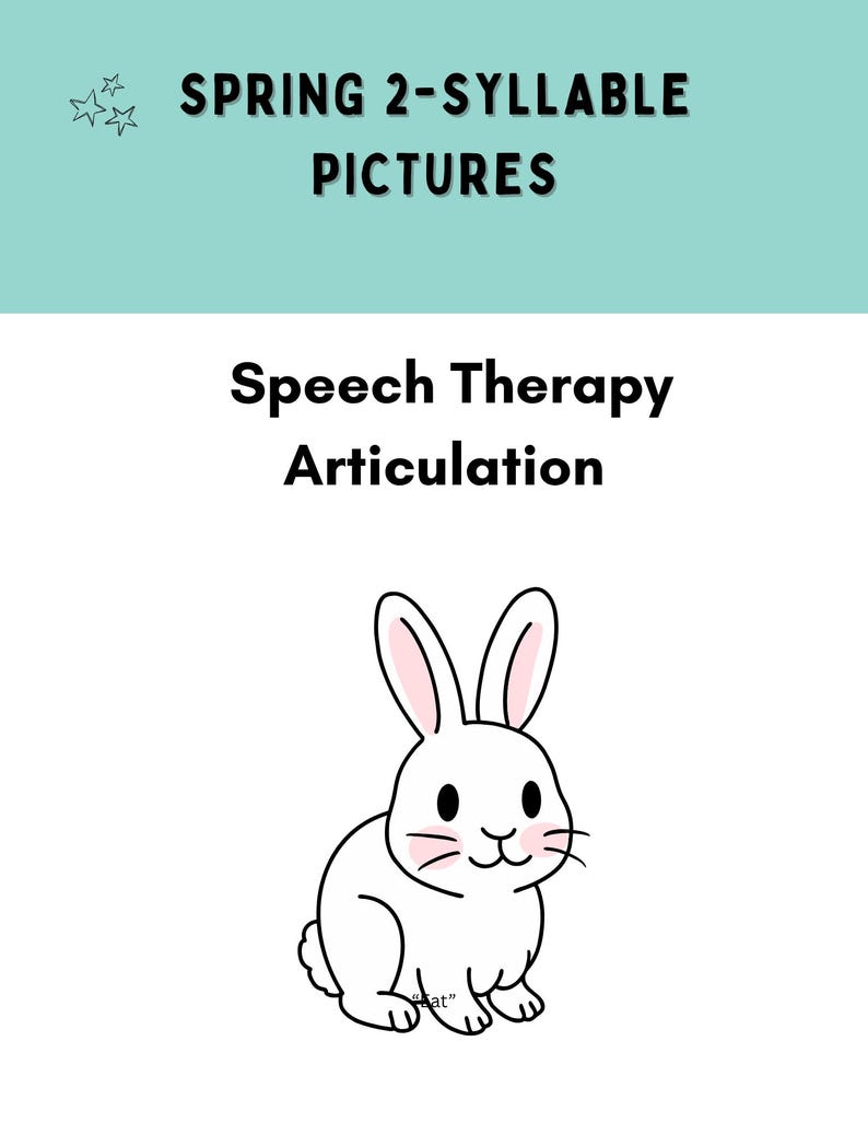 Spring 2-syllable Pictures| Early Speech Therapy | Articulation ...