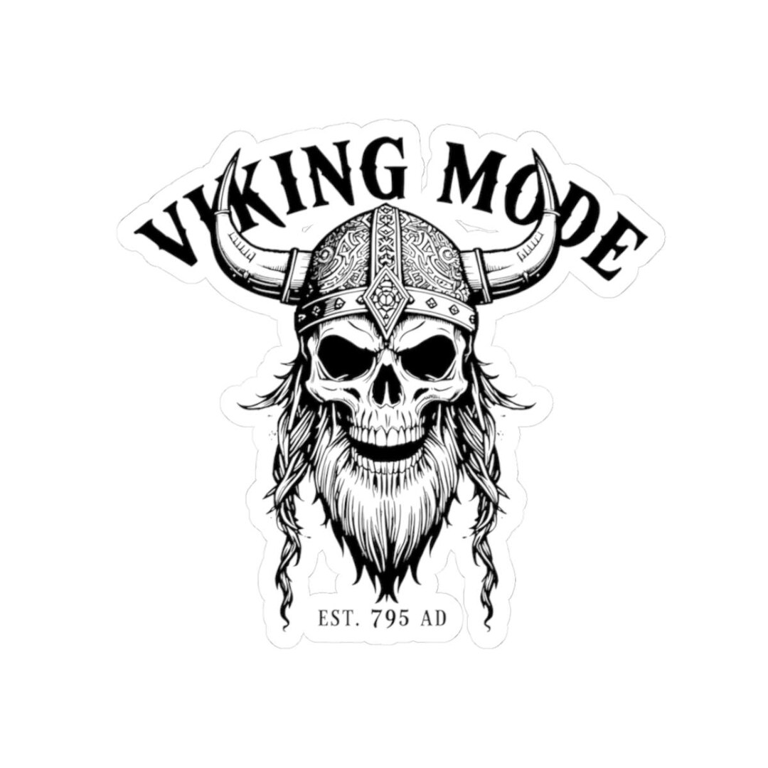 Viking Mode Skull Helmet Sticker | Kiss-cut Viking Decal - Etsy