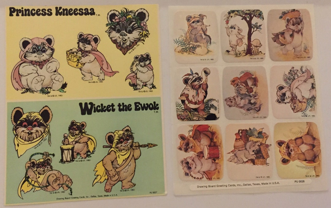 Two (2) RARE Vintage 1983 Ewoks Sticker Sheets Star Wars Return of the ...