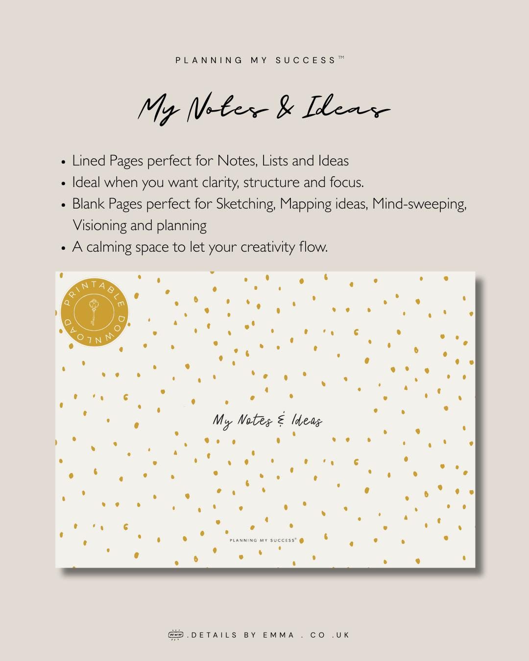 Printable A4 Landscape Notepad | Notes & Ideas (digital Download) - Etsy