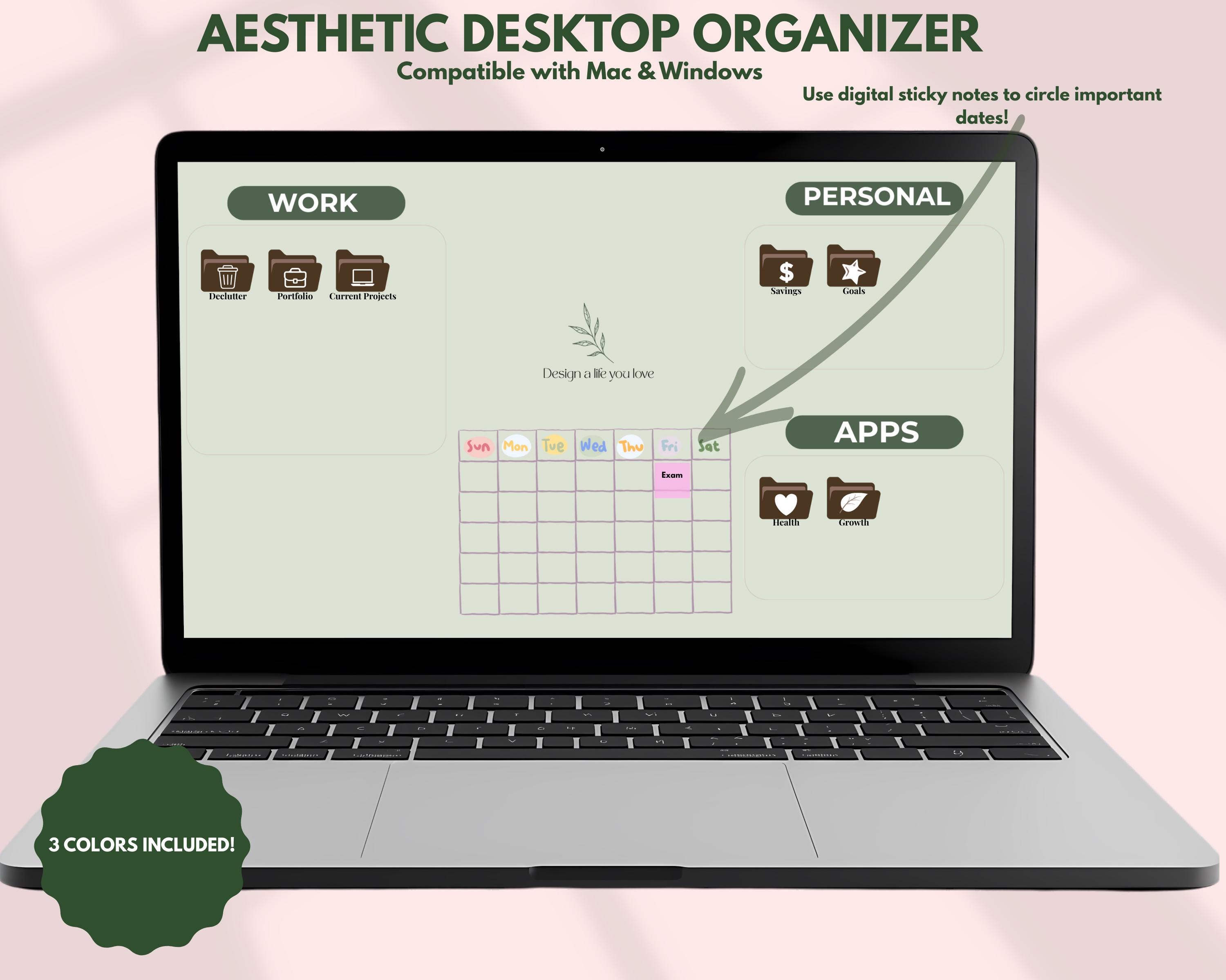 2026 Aesthetic Desktop Organizer Bundle Mac and Windows. Neutral Pink ...