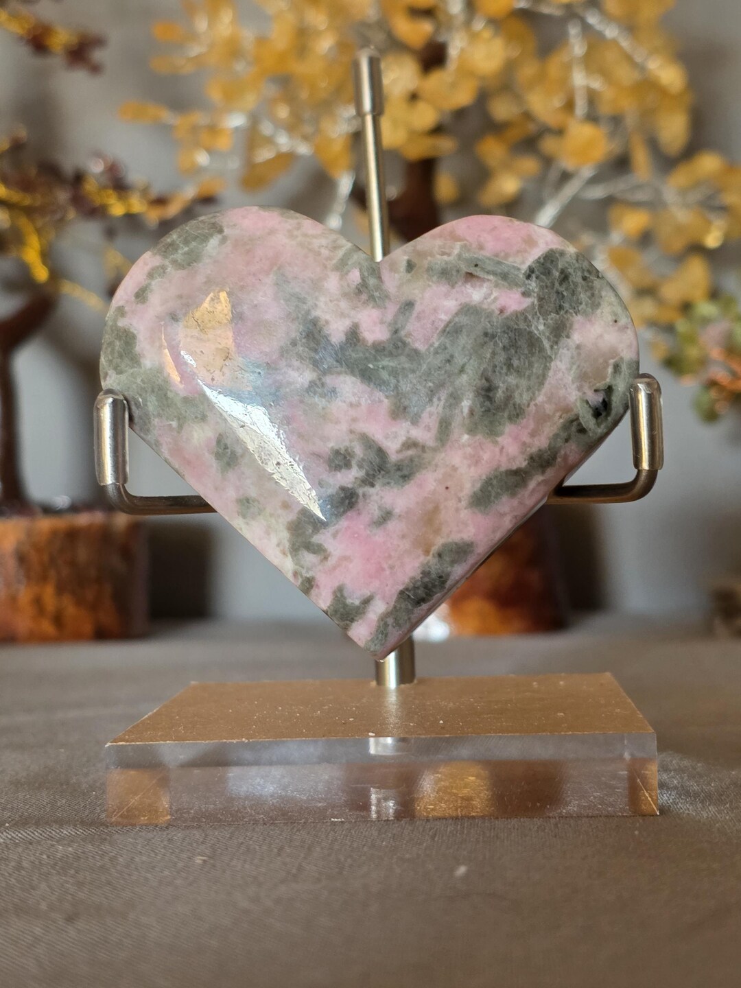 Pink Opal and Green Epidote Heart - Etsy