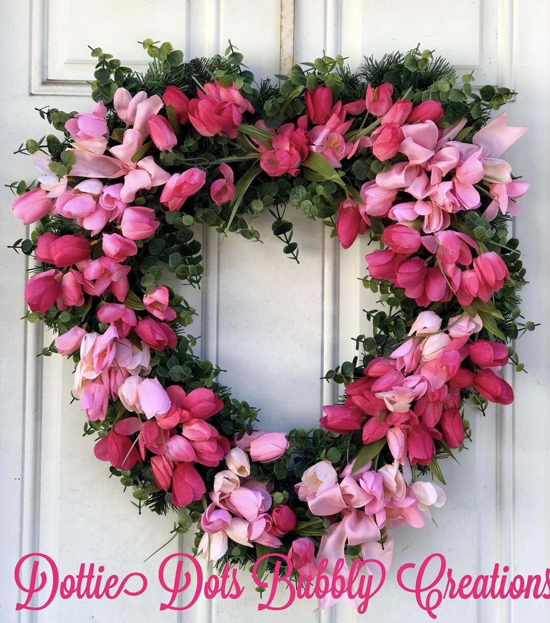 Tulip Heart Wreath, Tulip Wreath, Heart Wreath, Valentine's Day Wreath ...