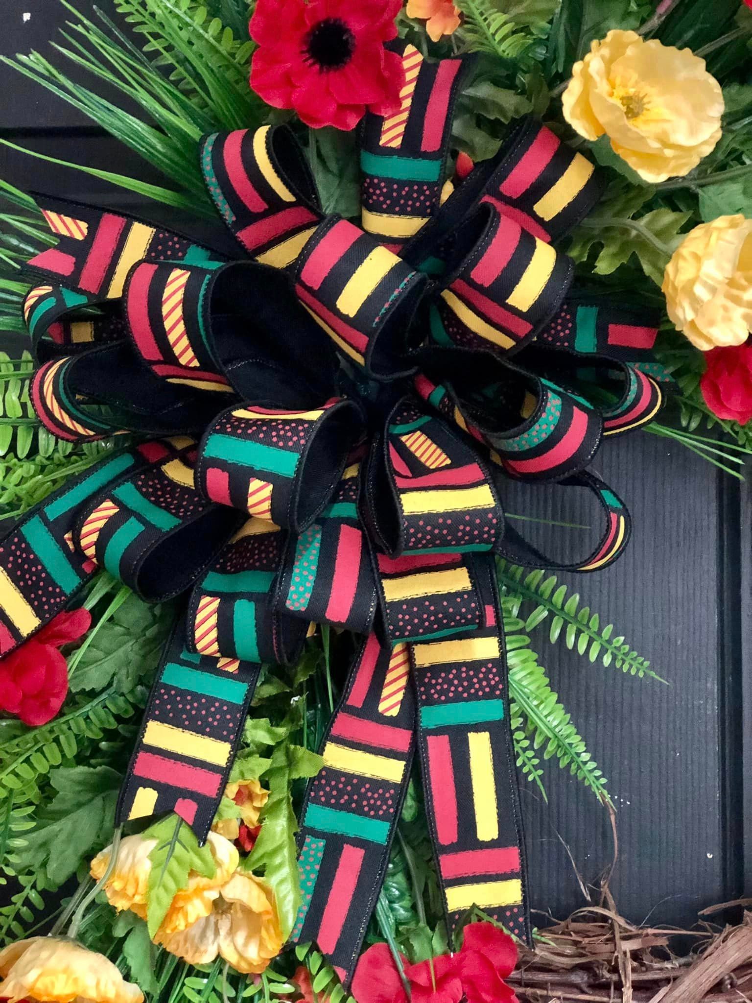 Juneteenth Floral Grapevine Wreath, Poppy Flowers & Print Bow - Etsy